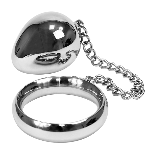 Stainless Steel Cock Ring with Anal Egg