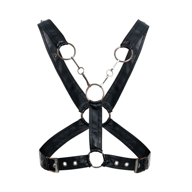 Male Basics DMBL09 Dungeon Cross Chain Black Chest Harness