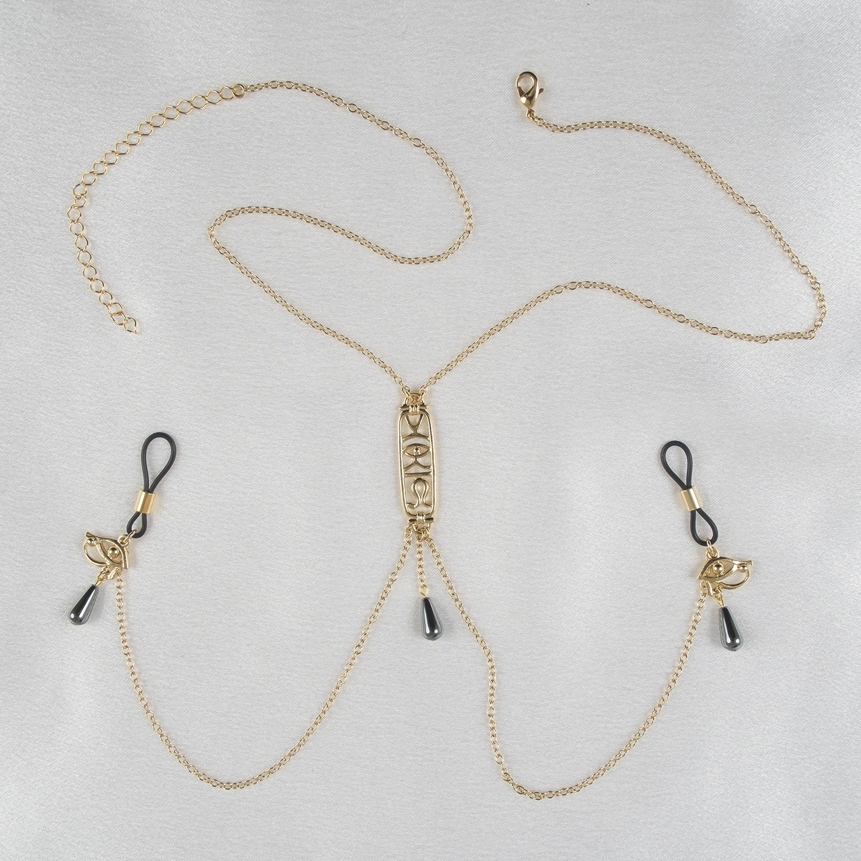 Hieroglyph of Love Non-Piercing Nipple Necklace Breast Chain in Gold or ...