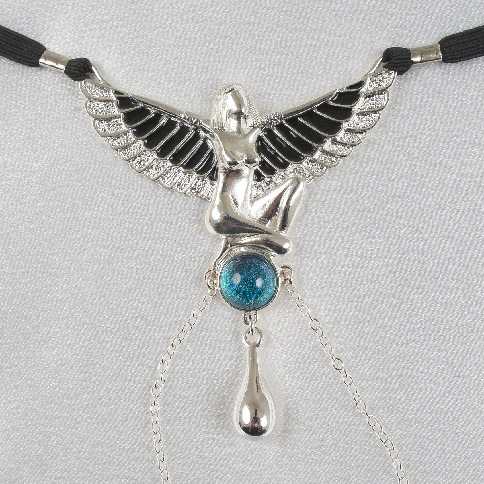 "Kiss of Isis" Silver G-String with Clitoral Drop Pendant