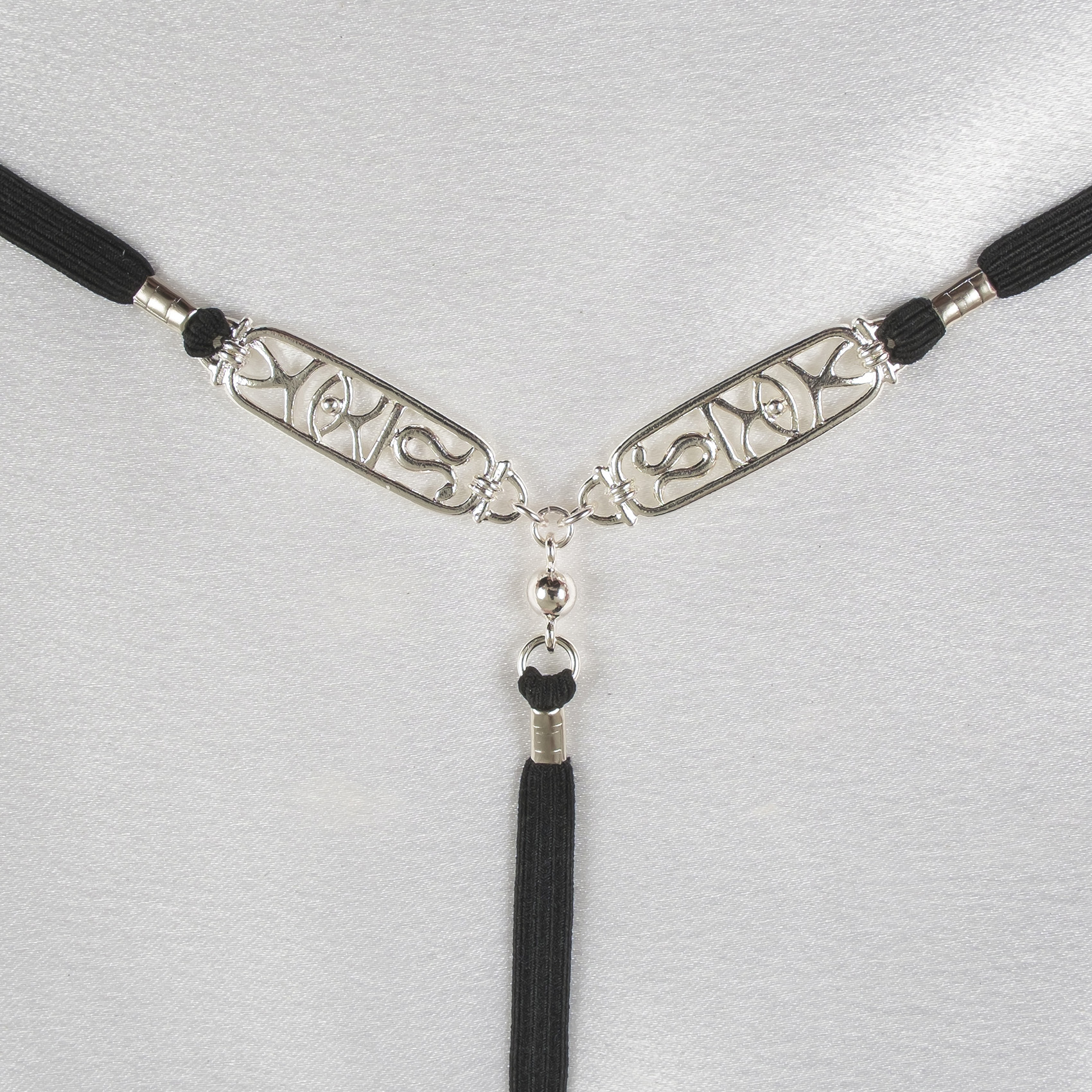 Scarab G-String with Hematite Pleasure Pendants in Gold or Silver