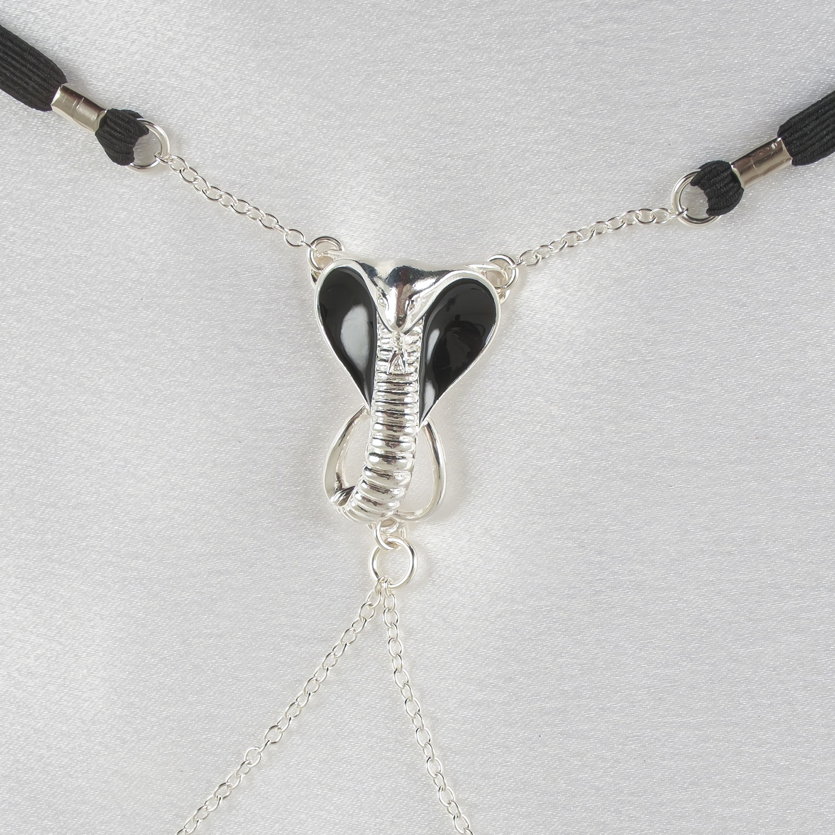 Cobra G-String with Hematite Pleasure Pendant in Gold or Silver