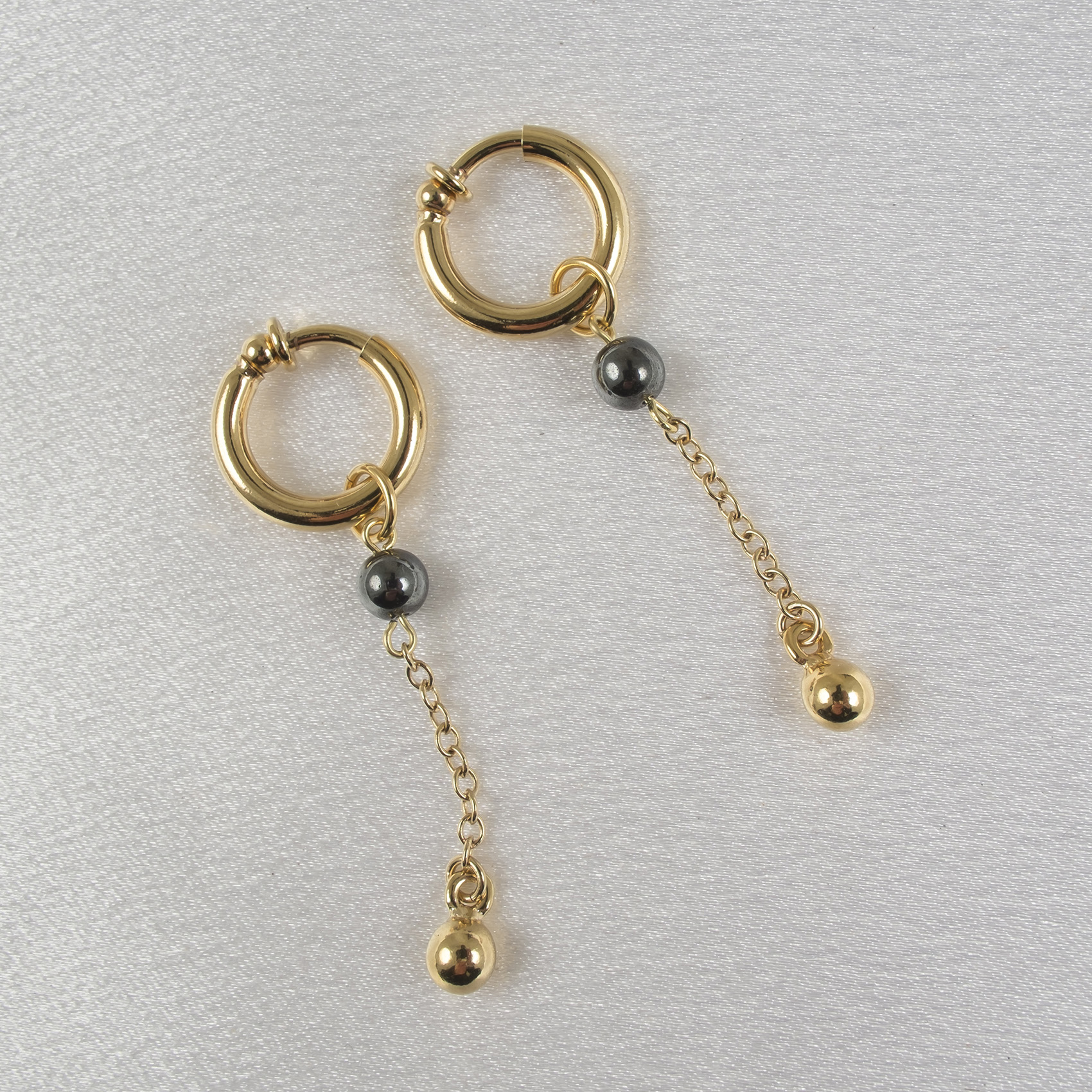 3- in-1 Hematite Labia Jewelry Ring Set Non Piercing in Gold or Silver