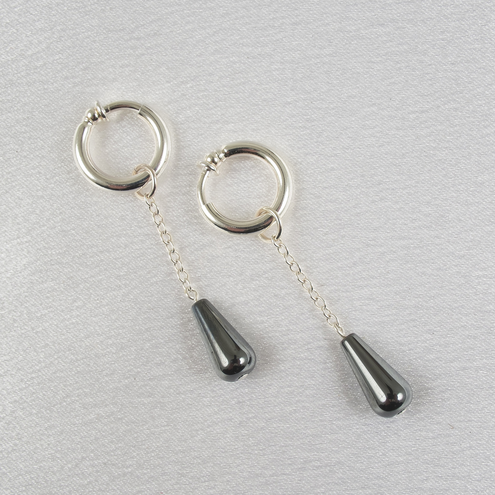 3- in-1 Hematite Labia Jewelry Ring Set Non Piercing in Gold or Silver