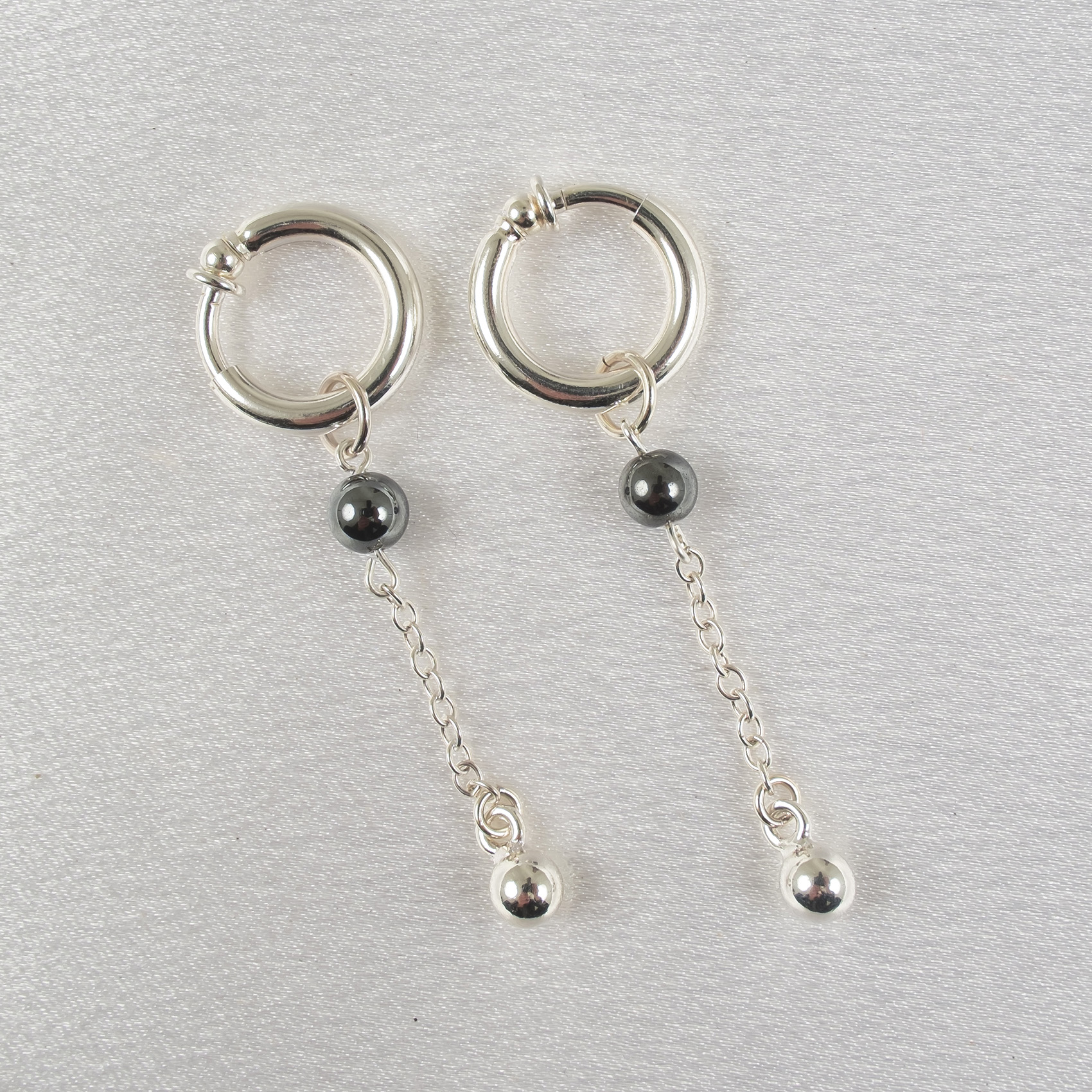3- in-1 Hematite Labia Jewelry Ring Set Non Piercing in Gold or Silver