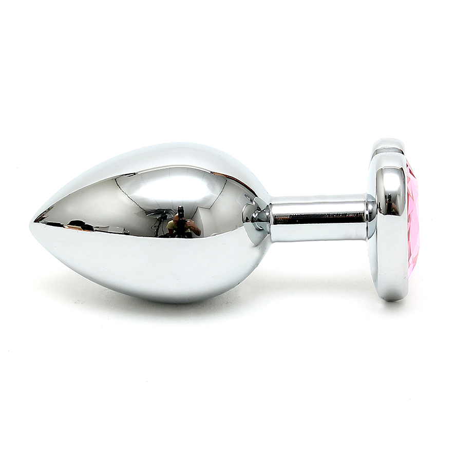 Crystal Heart Shaped Silver Butt Plug