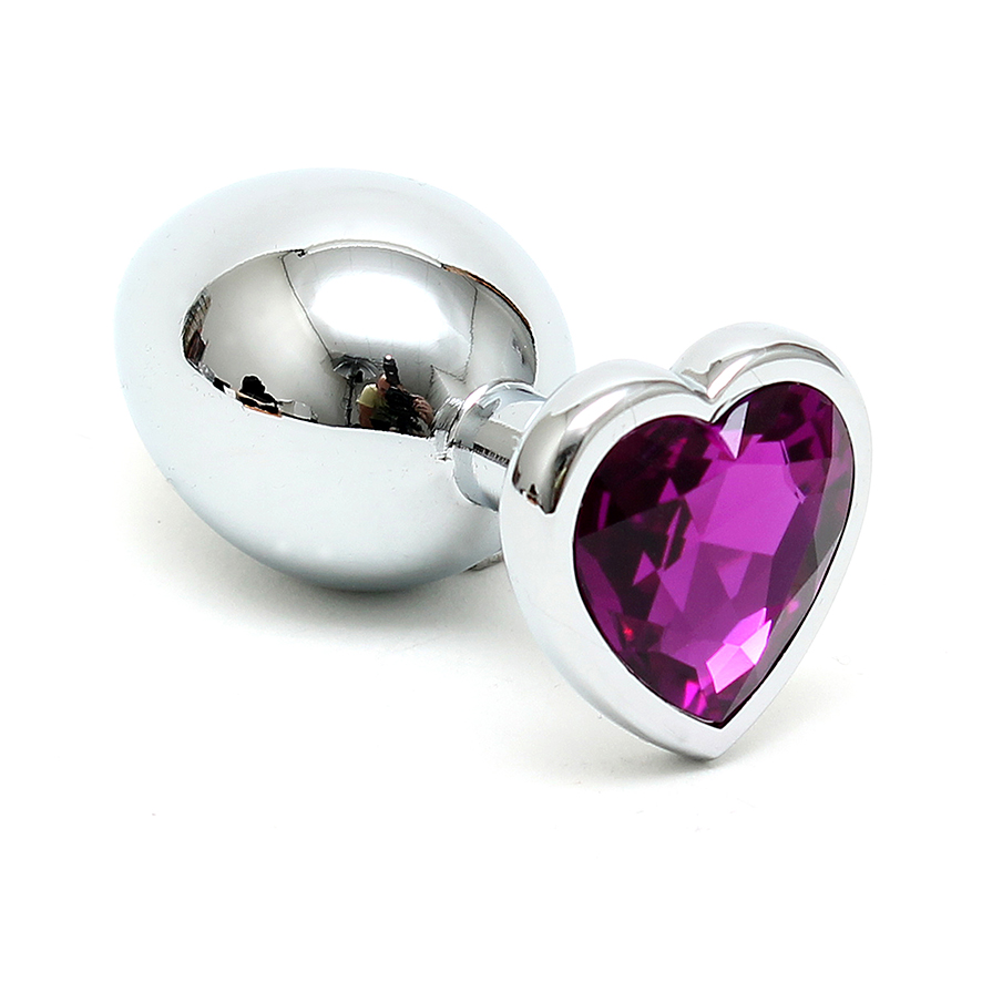Crystal Heart Shaped Silver Butt Plug